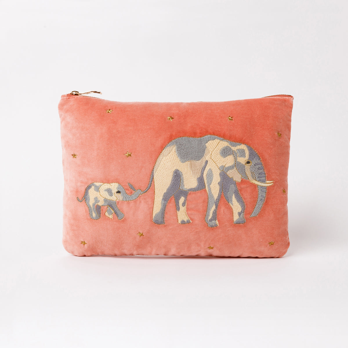 Embroidered Elephant Print Velvet Maxi Pouch – Elizabeth Scarlett